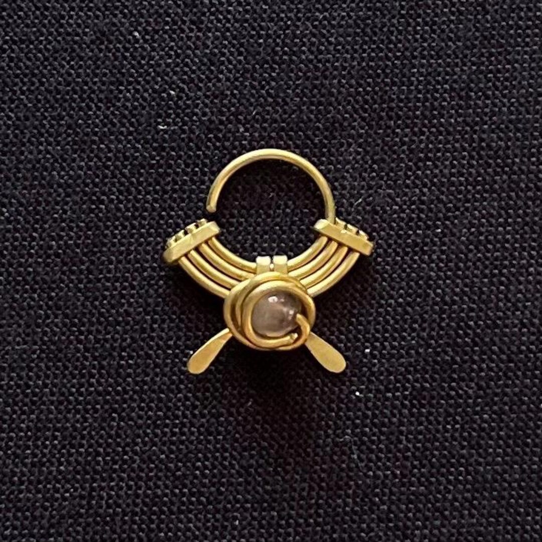 Ornate Filigree Septum Brass Piercing With Natural Amethyst Stone ...
