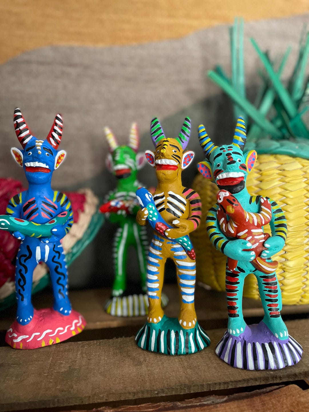 Little Diablitos in Painted Earthenware—purépecha Mexican Devil Figures ...