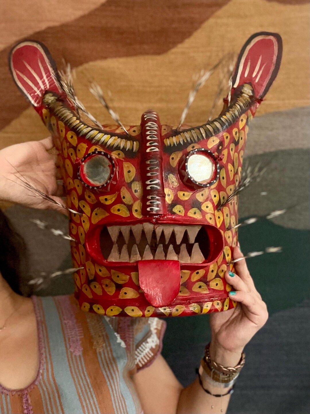 Leather Mexican Jaguar Danza Del Tigre La Tigrada Tecuan Fighting Mask ...