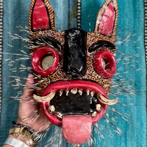 Mexican Jaguar Danza Del Tigre La Tigrada Tecuani Mask With Genuine ...