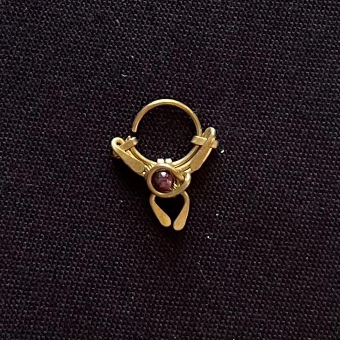 Ornate Filigree Septum Brass Piercing With Natural Star Ruby Stone ...