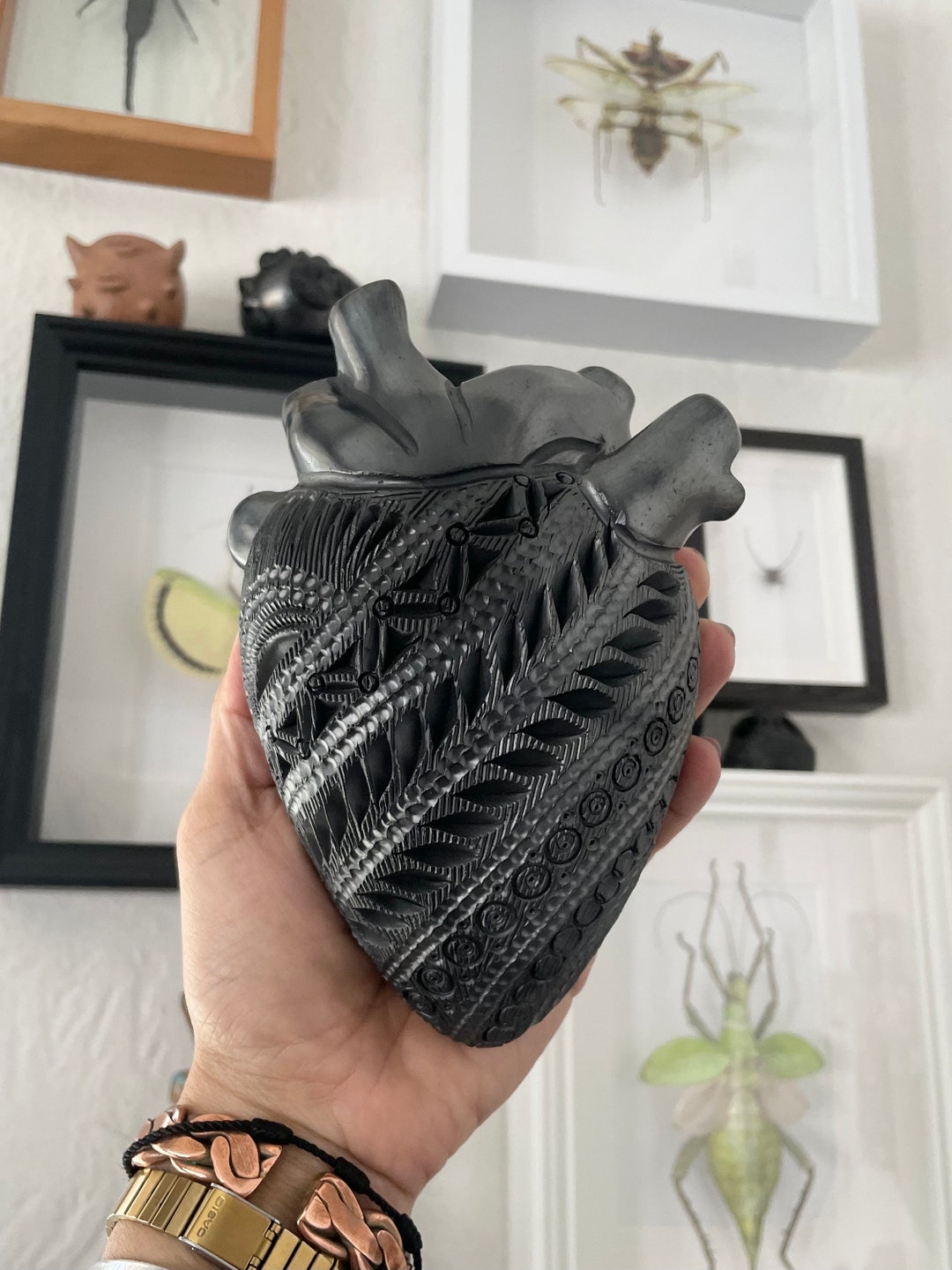 Hand Carved Oaxacan Black Pottery Heart Corazón De Barro Negro ...