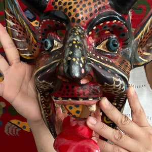 Beautiful Demon in Earth Tones—tecuani Mexican Mask From Guerrero ...