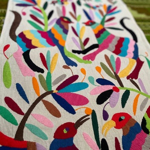 Colorful Rainbow Tenango Otomi Hand Embroidered Vertical Table Runner ...