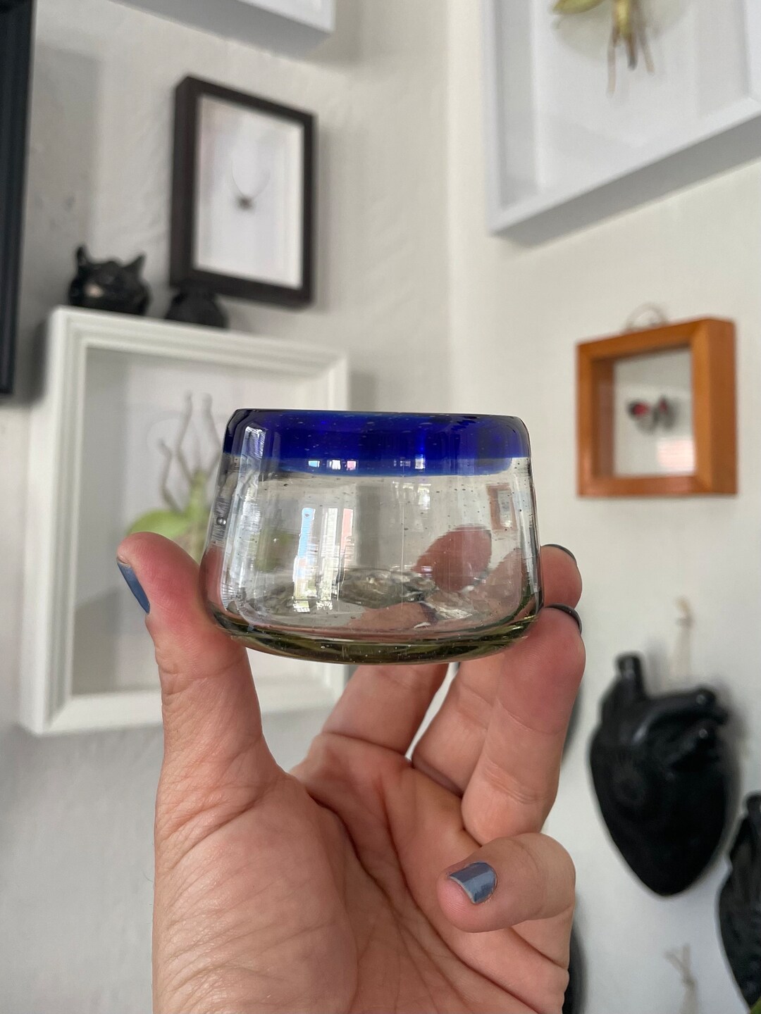 Individual Classic Blue Rim Mexican Glass - Etsy