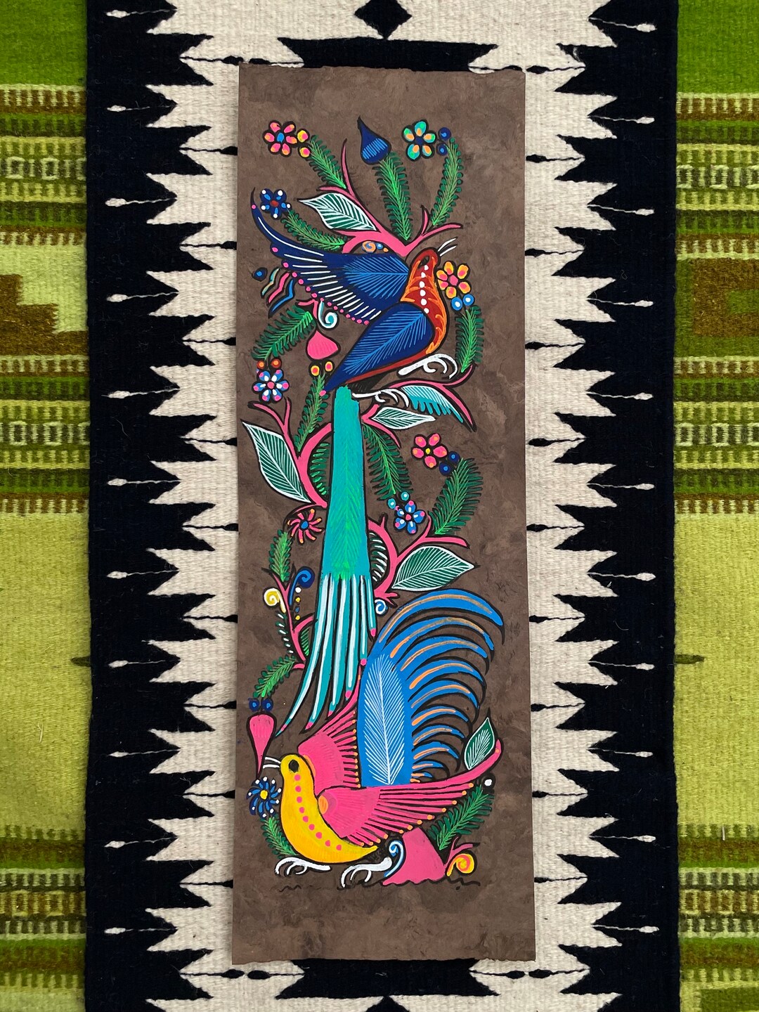 Panel-shaped Amate Paper Flora and Fauna Painting From Mexico - Etsy