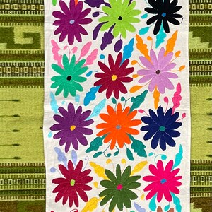 Colorful Otomi Hand Embroidered Tenango Style Flower Embroidered Table ...