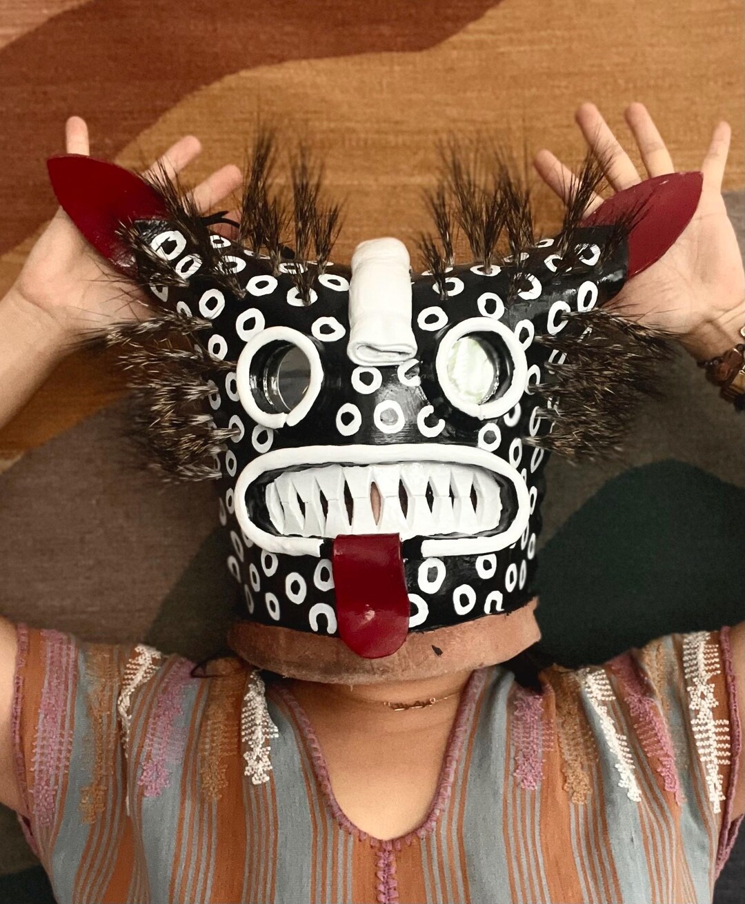 Leather Mexican Jaguar Danza Del Tigre La Tigrada Tecuan Fighting Mask ...