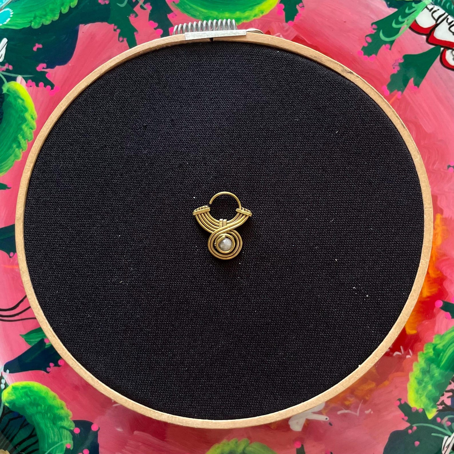 Ornate Filigree Septum Brass Piercing With Natural Labradorite Stone ...