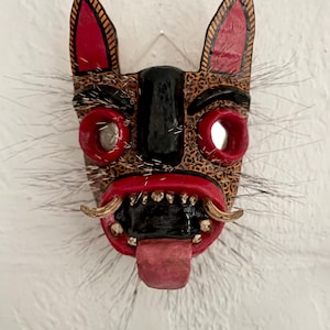 Mexican Jaguar Danza Del Tigre La Tigrada Tecuani Mask With Genuine ...