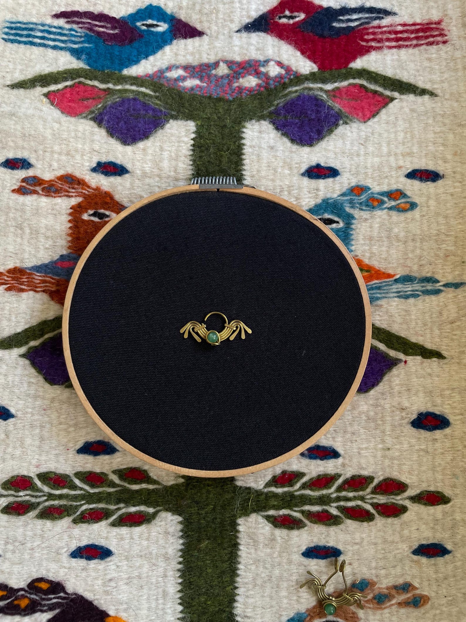 Ornate Filigree Septum Brass Piercing With Natural Garnet or Aventurine ...