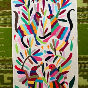 Colorful Rainbow Tenango Otomi Hand Embroidered Vertical Table Runner ...