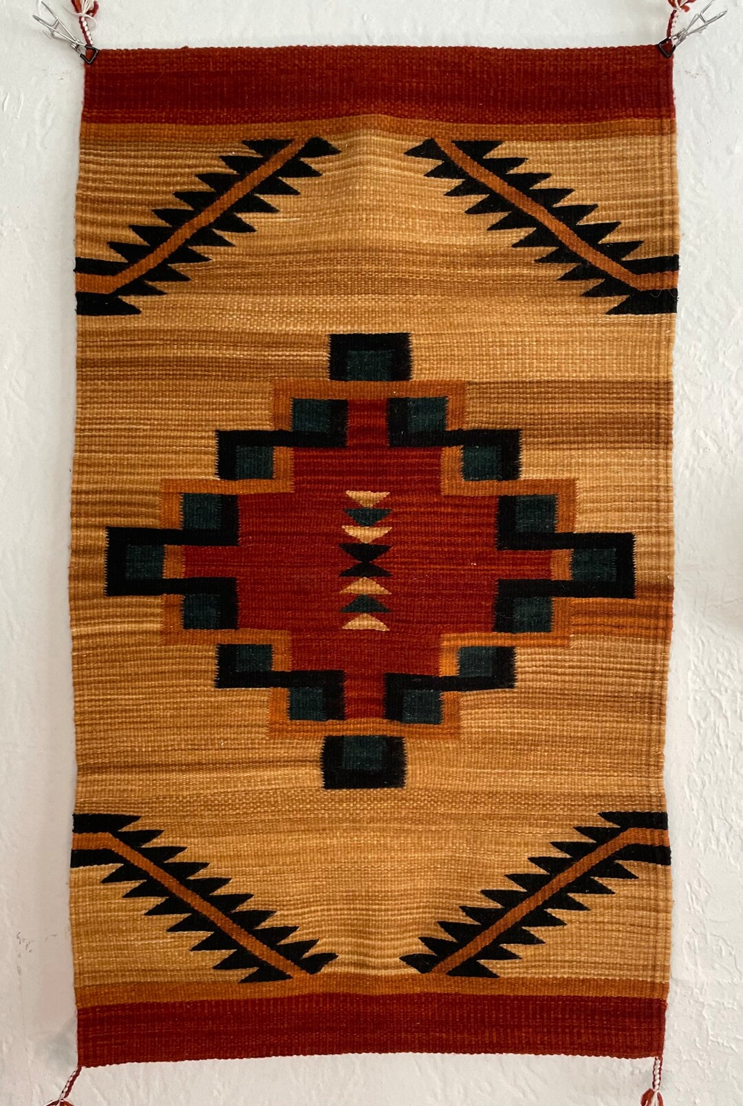 Handwoven Colorful Earth Tones Wool Rug From Teotitlan Del Valle ...