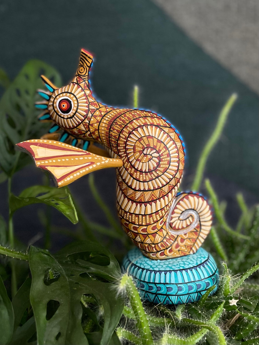 Freestanding Tan Sand-colored Seahorse Nahual Alebrije From San Martin ...