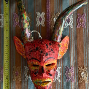 Oaxacan Carnaval Wooden Decorative Mini Devil Mask Featuring Arachnids ...