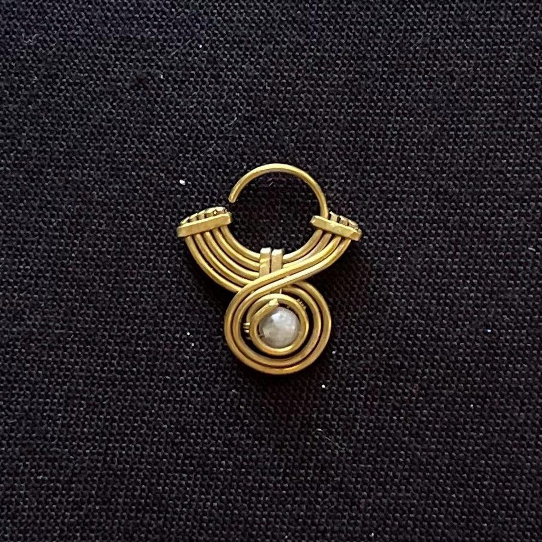 Ornate Filigree Septum Brass Piercing With Natural Labradorite Stone ...