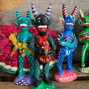 Little Diablitos in Painted Earthenware—purépecha Mexican Devil Figures ...