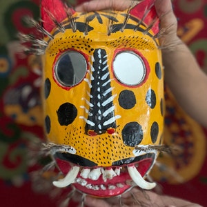 Mexican Jaguar Danza Del Tigre La Tigrada Tecuani Mask With Genuine ...