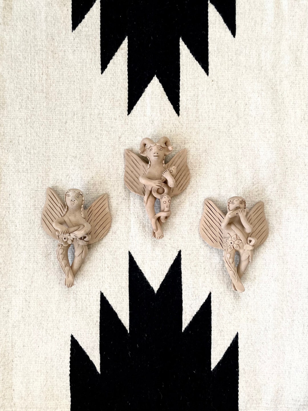 Winged Figures Holding Instruments and Serpents — Oaxacan Pottery (sold ...