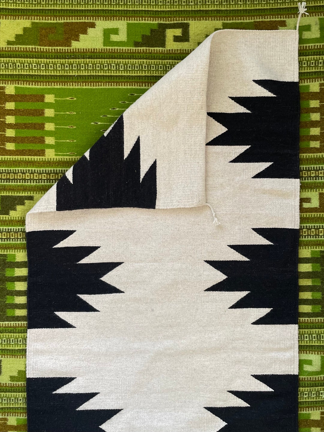 Handwoven Natural Wool Rug From Teotitlan Del Valle, Oaxaca, Mexico in ...