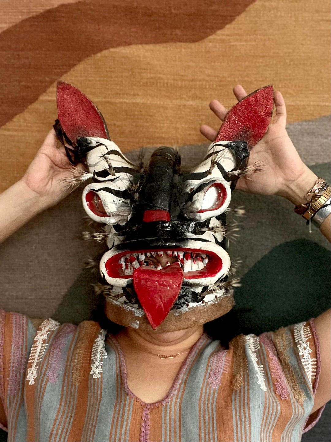 Leather Mexican Jaguar Danza Del Tigre La Tigrada Tecuan Fighting Mask ...