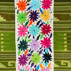 Colorful Otomi Hand Embroidered Tenango Style Flower Embroidered Table ...