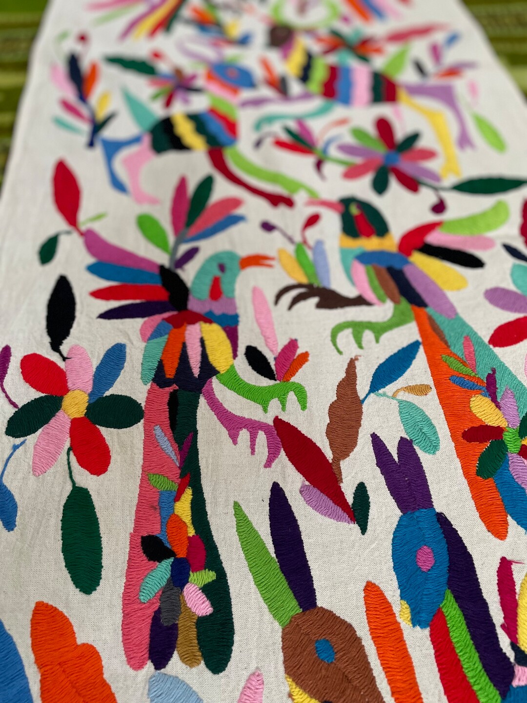 Colorful Rainbow Tenango Otomi Hand Embroidered Vertical Table - Etsy