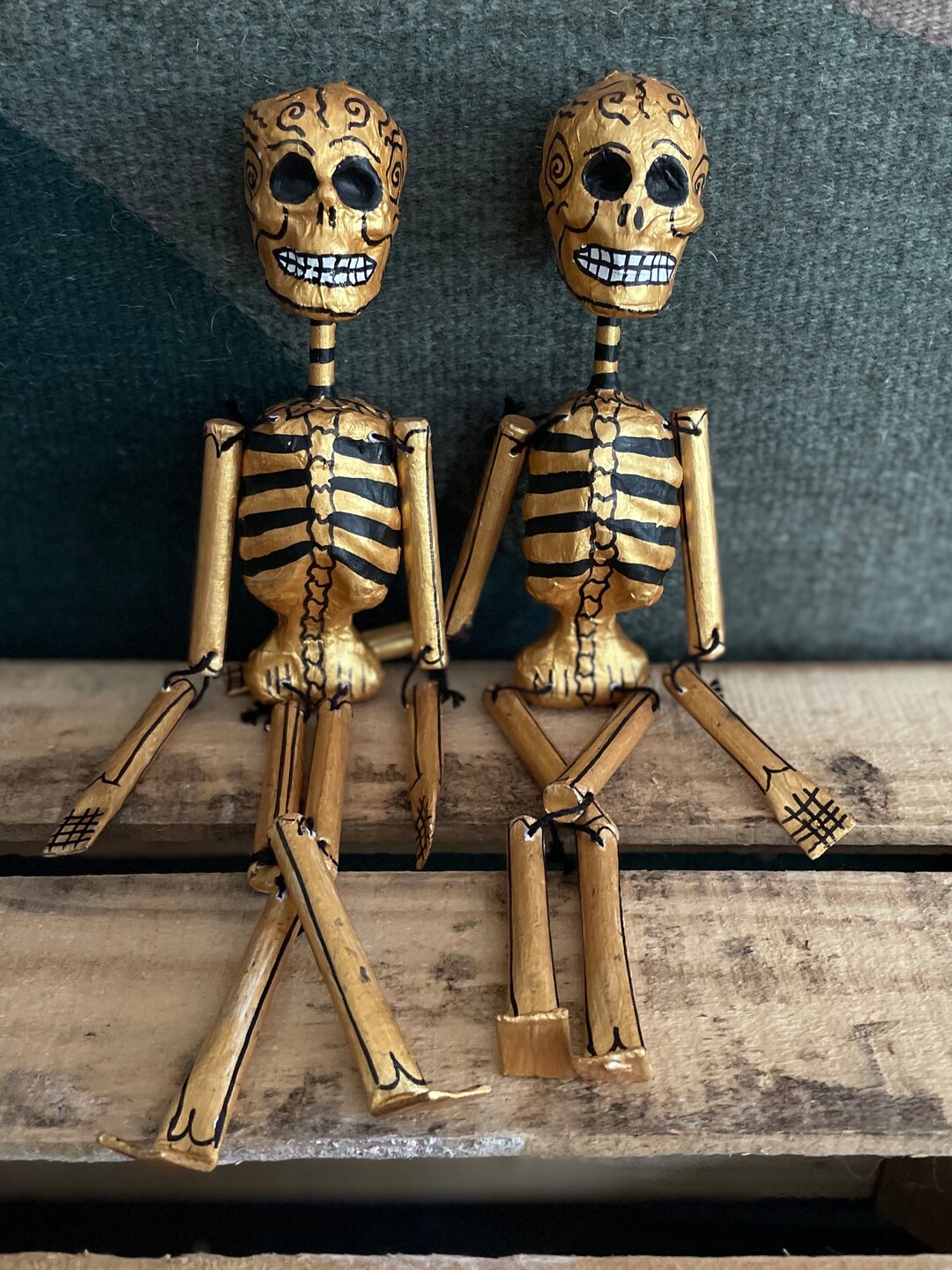 Golden Paper Mache Skeleton Figure From Mexicosold - Etsy