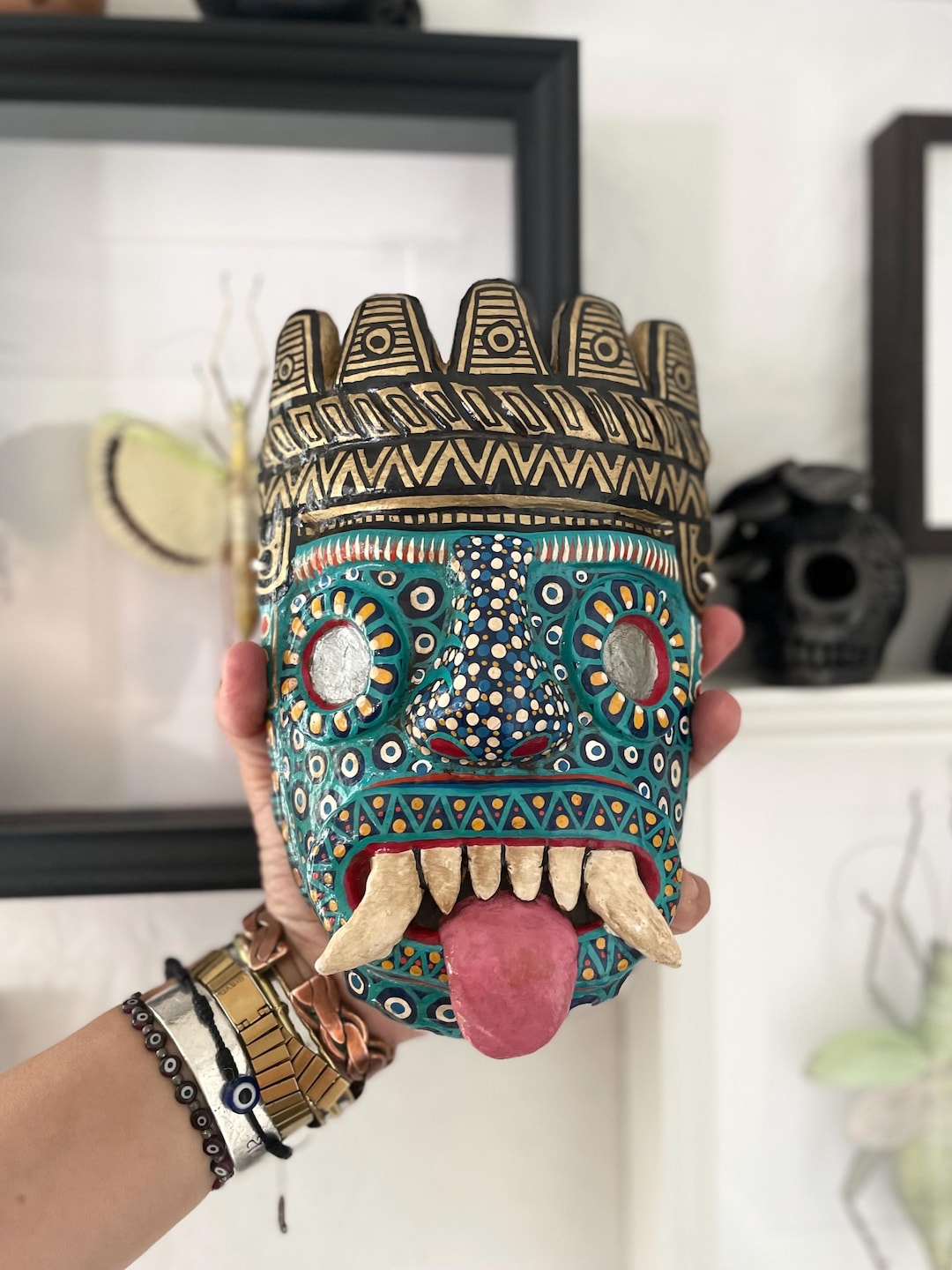 Teal Tlaloc the Rain God Mexican Small Decorative Mask From Mexico ...