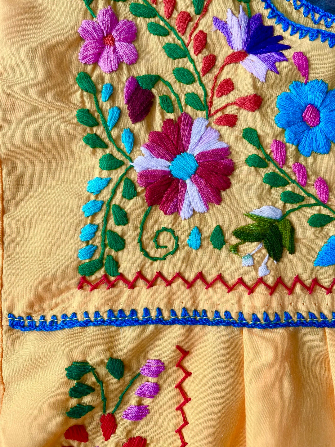 Yellow Mexican Dress With Colorful Embroidery - Etsy