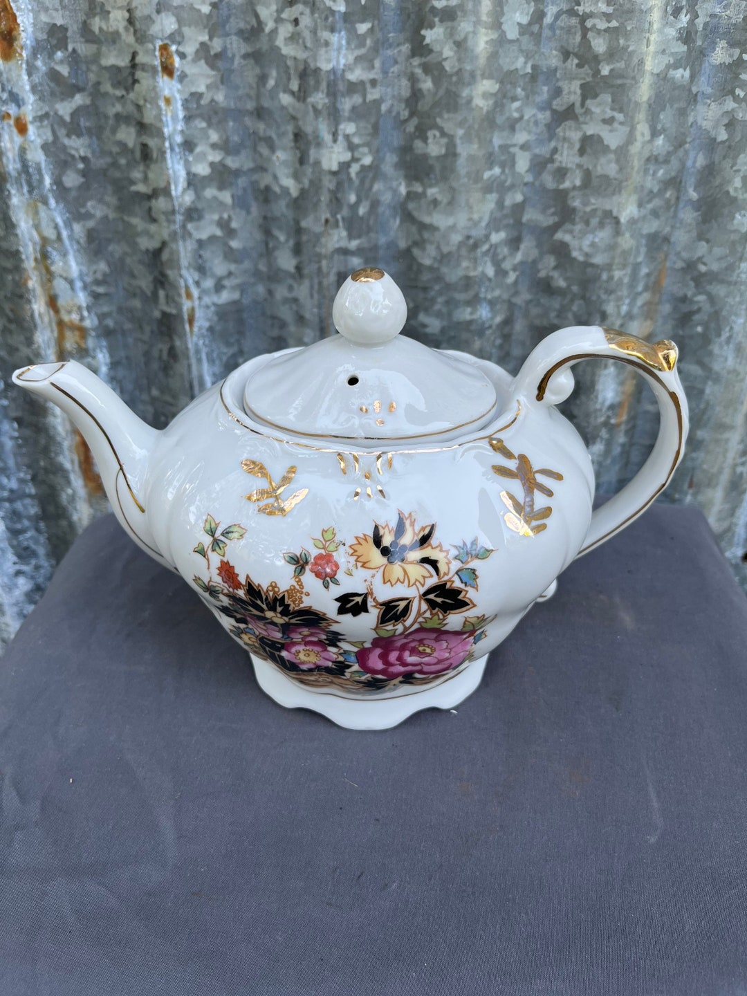 Vintage Floral Teapot. Japanese Teapot.musical Teapot.shelf Sitter ...