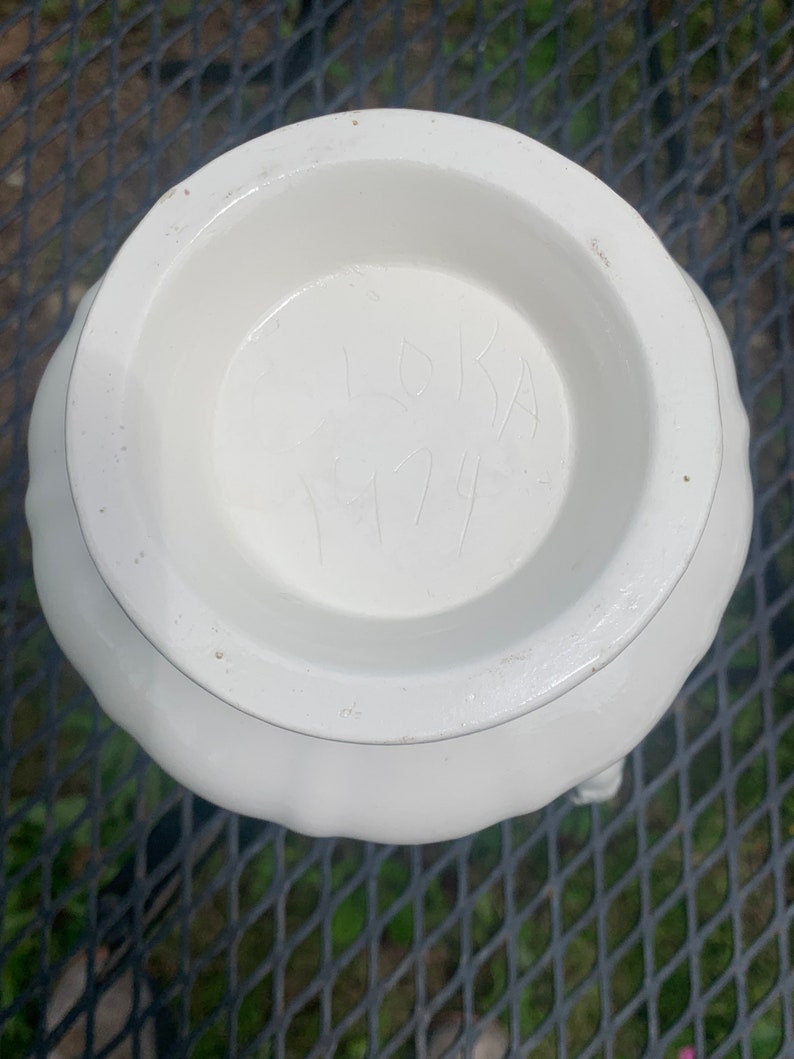 Vintage White Handcrafted Water Pitcher. Ceramic Mold . Colonial Style ...