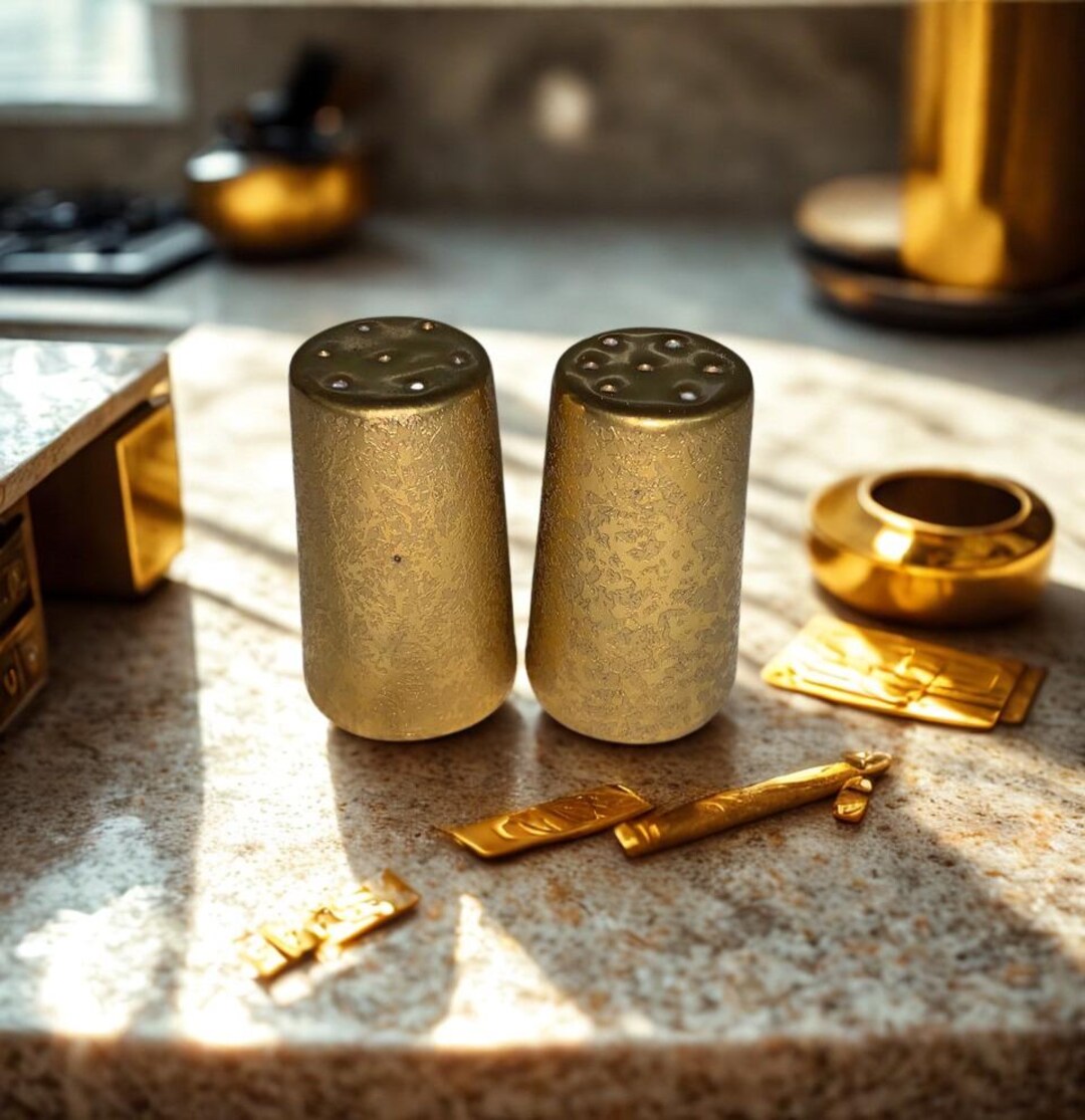 Vintage Gold Encrusted Salt and Pepper Shakers: Elegant Christmas Table ...