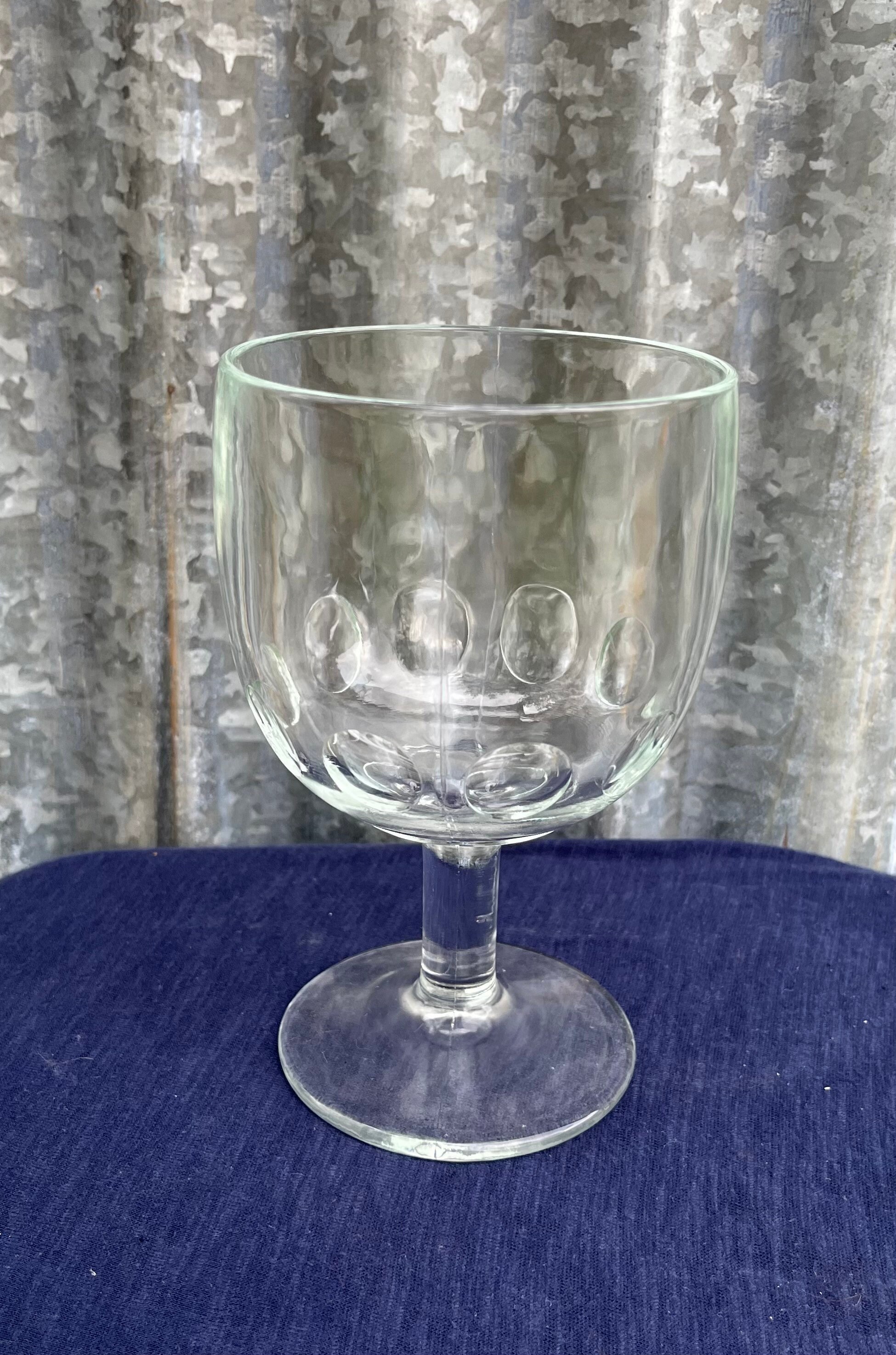 Vintage Glass Footed Gobletjuice Glassthumbprint Gobletmid Century Modern Glasswareheavy