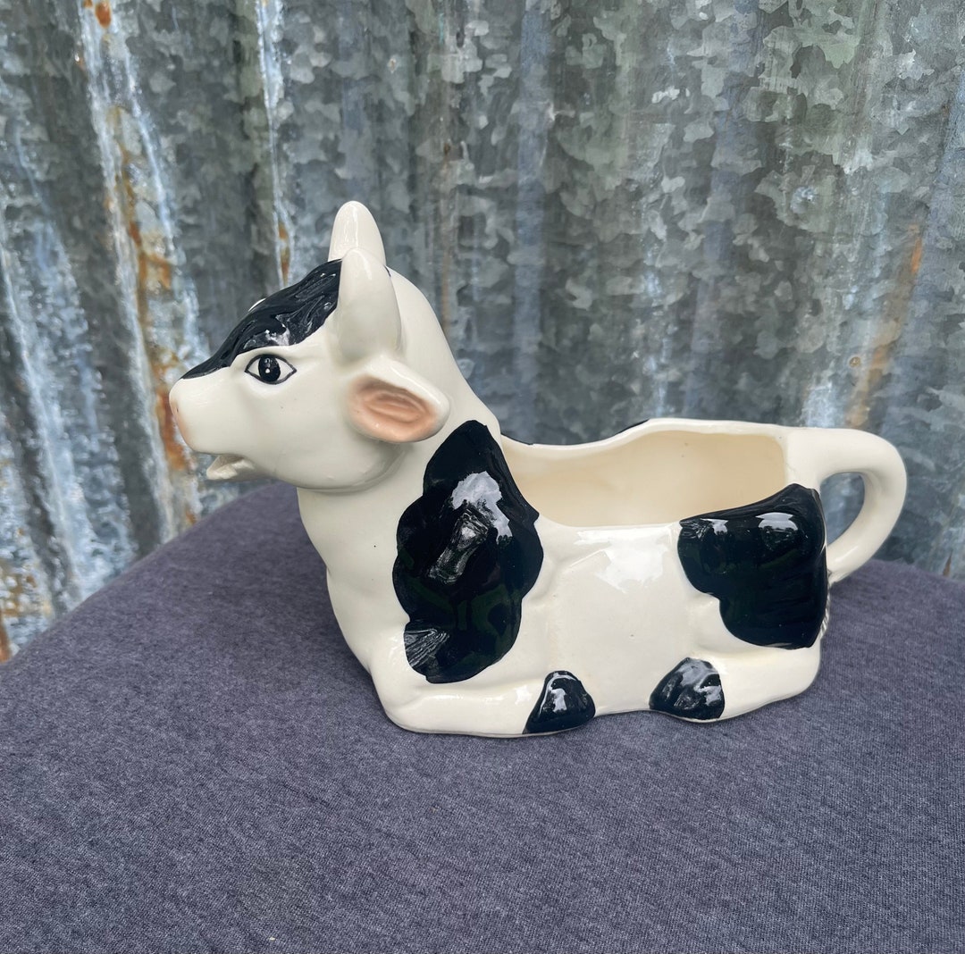 Vintage Cow Planter, Succulent Keeper,sponge Holder,black and White ...