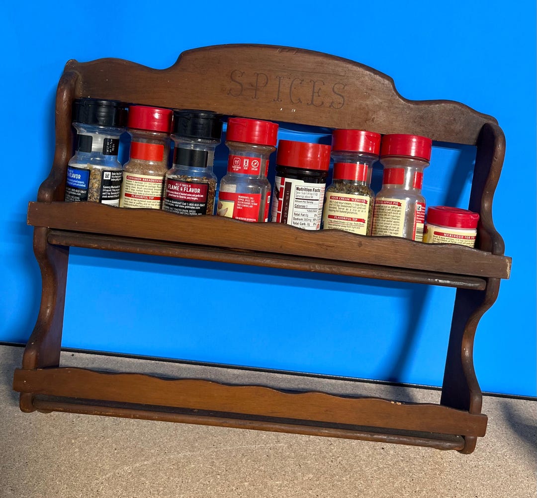 Vintage Spice Rack. Wooden Wall Hanging . Light Weight Real Wood Shelf ...