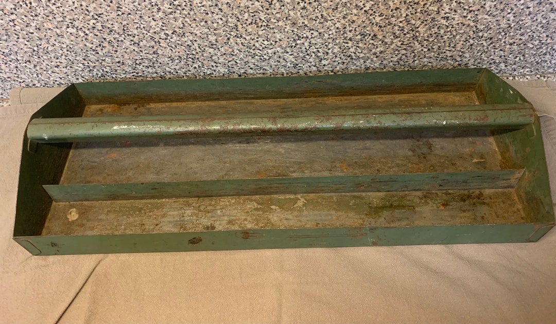 Metal Tool Box Tray.industrial Decor. Old Toolbox. Green Metal - Etsy