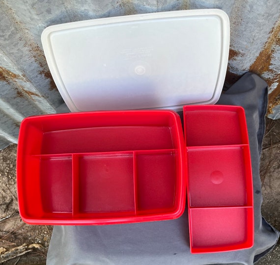 Vintage Tupperware. Red Divided Storage Container With - Etsy