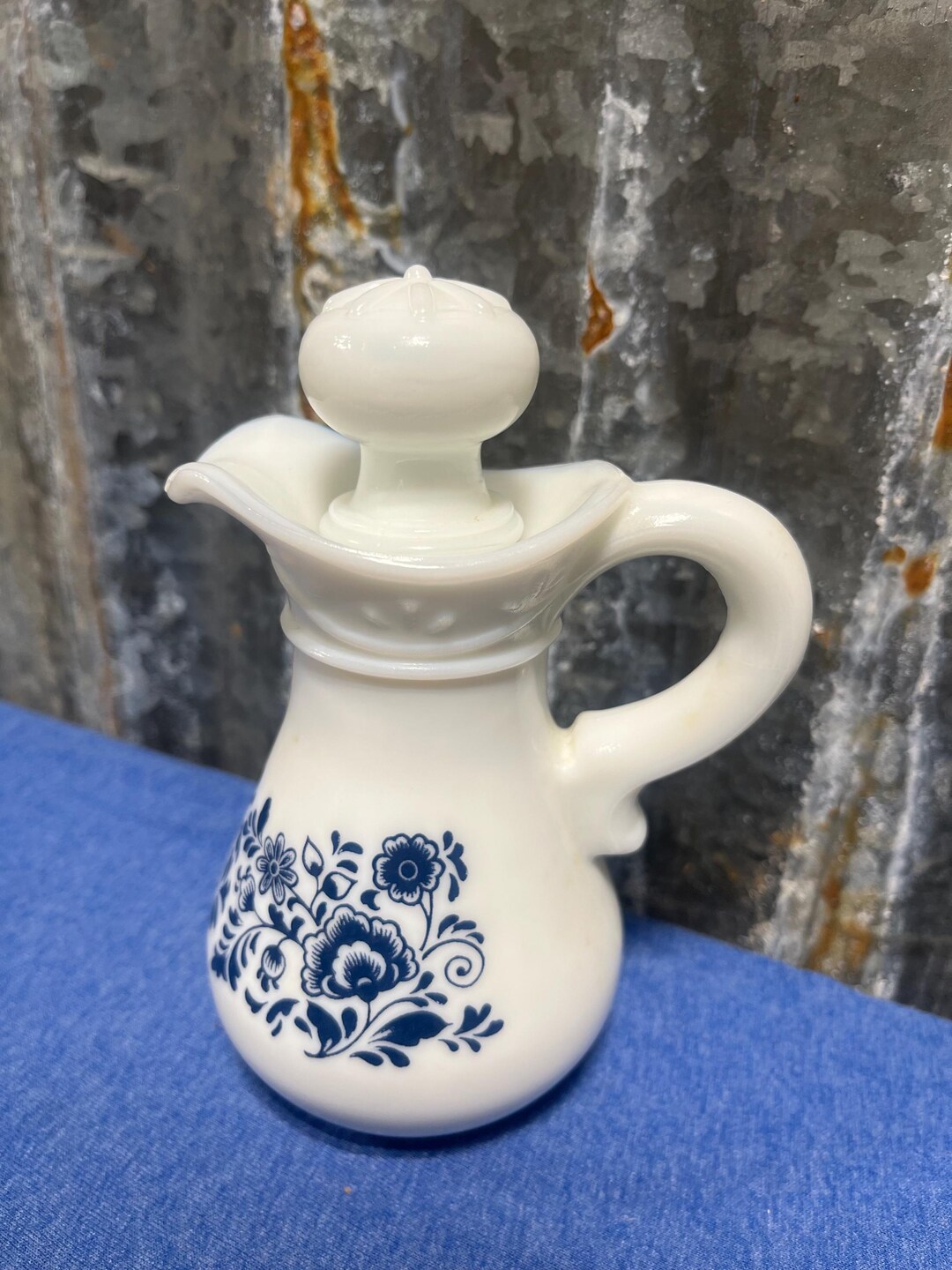 Vintage AVON Pitcher.delft Blue Bottle . Blue and White Decor . Bath ...