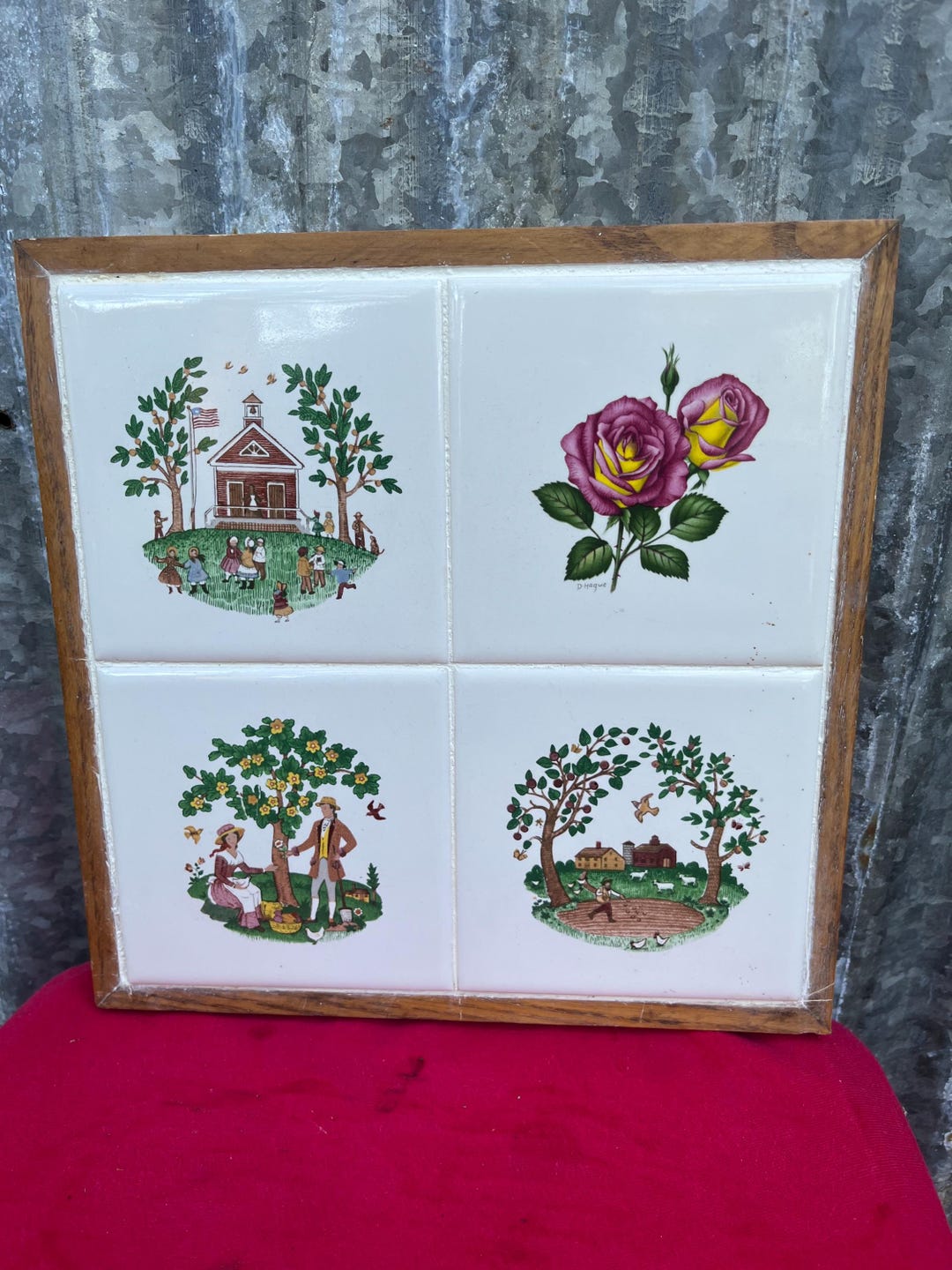 Vintage Farmhouse Ceramic Tile Wall Art: Rustic Country Decor - Etsy