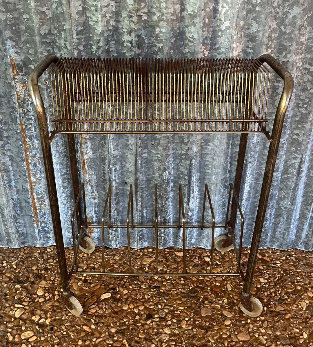 Vintage Record Stand,metal Record Holder,record Holder on Wheels,mid ...