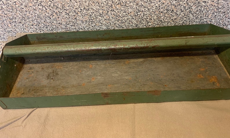 Metal Tool Box Tray.industrial Decor. Old Toolbox. Green Metal Box ...