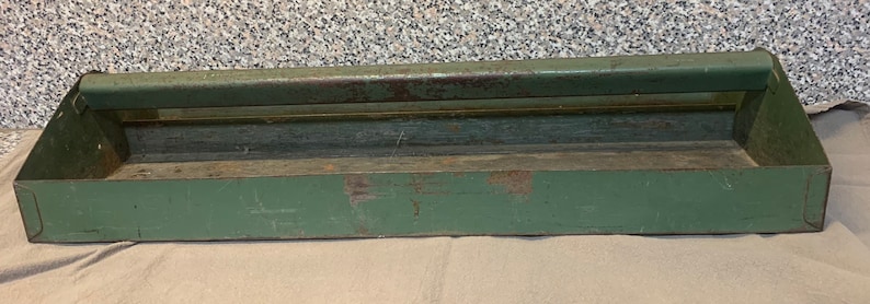 Metal Tool Box Tray.industrial Decor. Old Toolbox. Green Metal Box ...