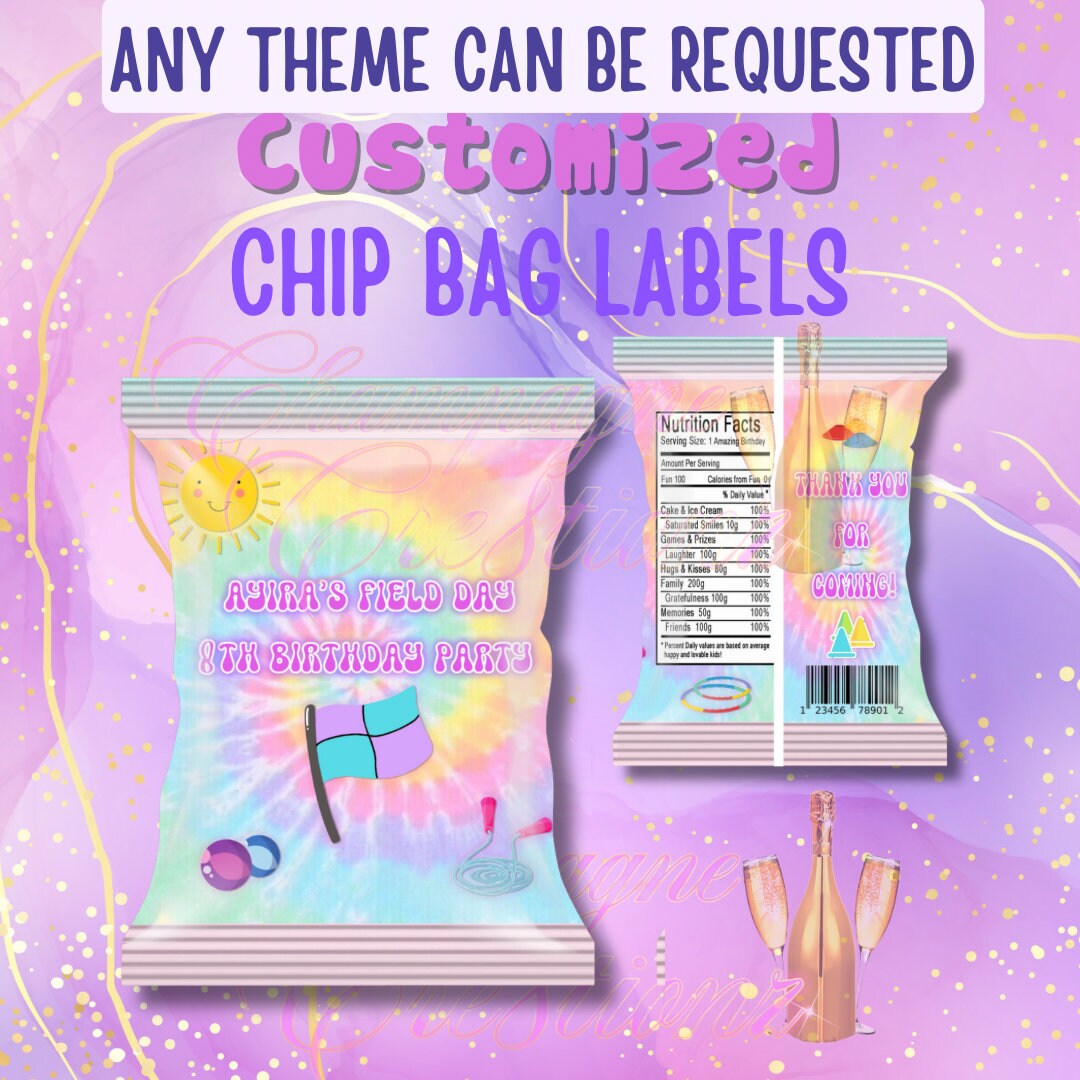 Custom Chip Bag Labels, Personalized Chip Bag Labels - Etsy
