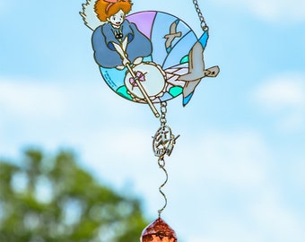 Studio Ghibli Stained Glass Style Window Hanging howl's Moving Castle ...