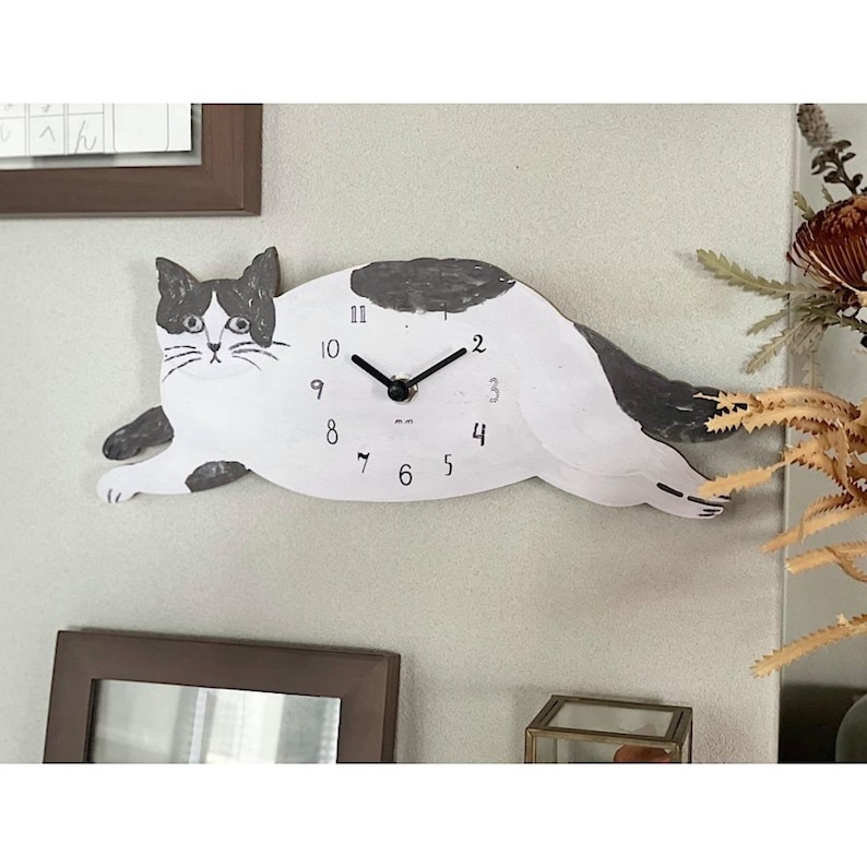 Matsuo Miyuki Cute Die-cut Cat Wall Clock | Home Decor - Etsy