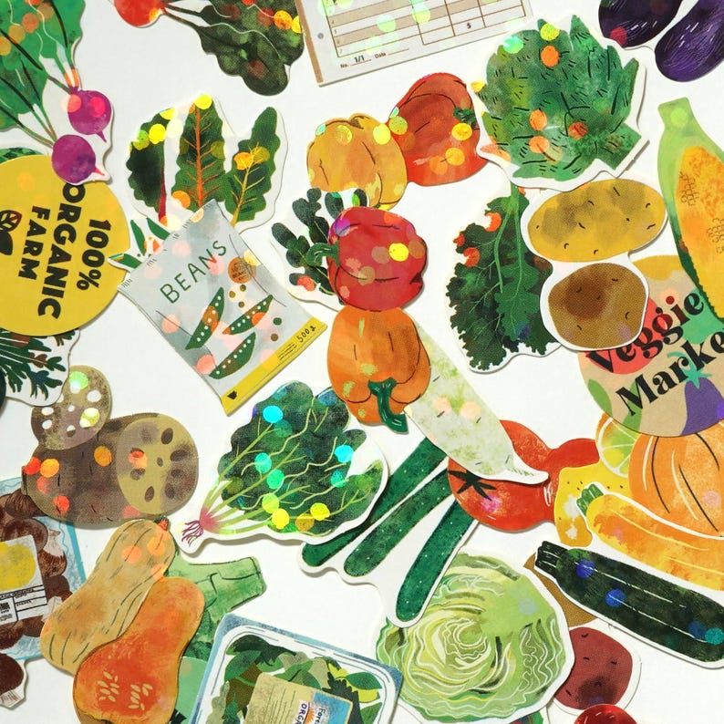 Vegetable Stickers | Mini Food Planner Stickers With Carton Box - Etsy