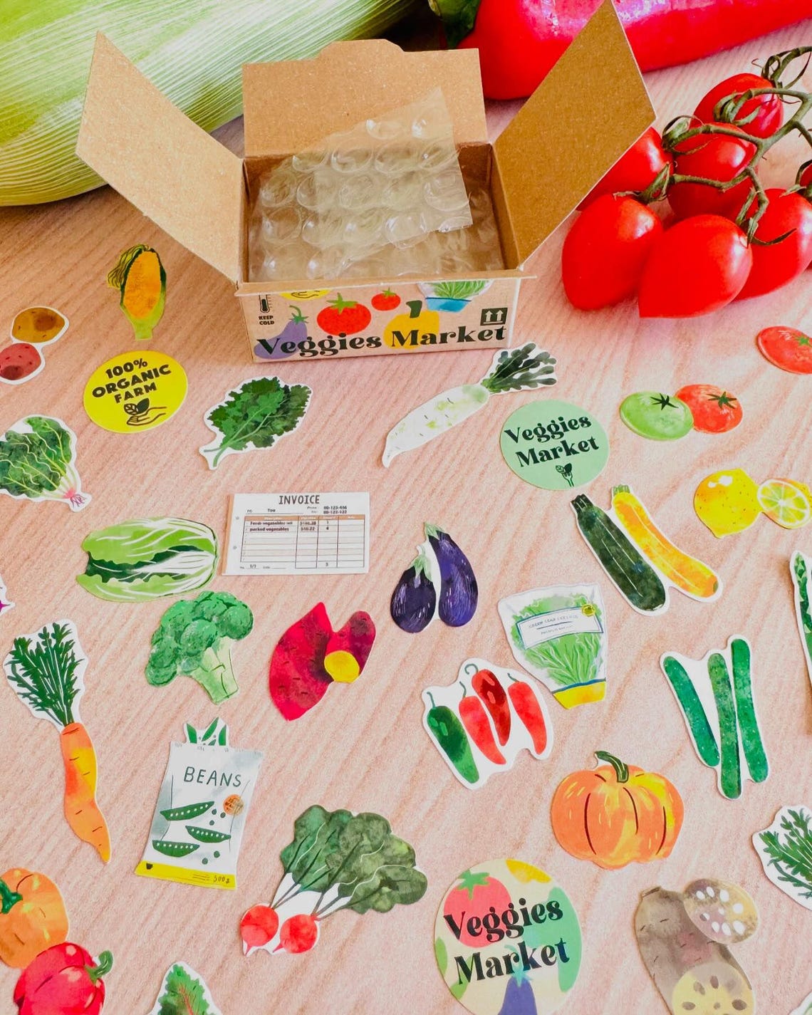 Vegetable Stickers | Mini Food Planner Stickers With Carton Box - Etsy