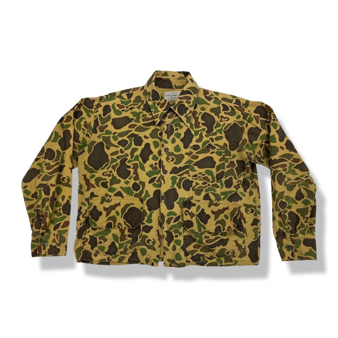 Vintage Duck Hunt Camo Hunters Hunting Brown Button Down Shirt Size XL ...