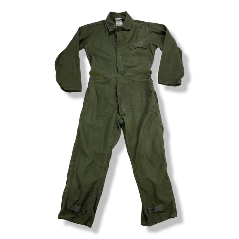 Vintage Overalls Green Army Coveralls Boiler Suit OG Sateen Velcro ...